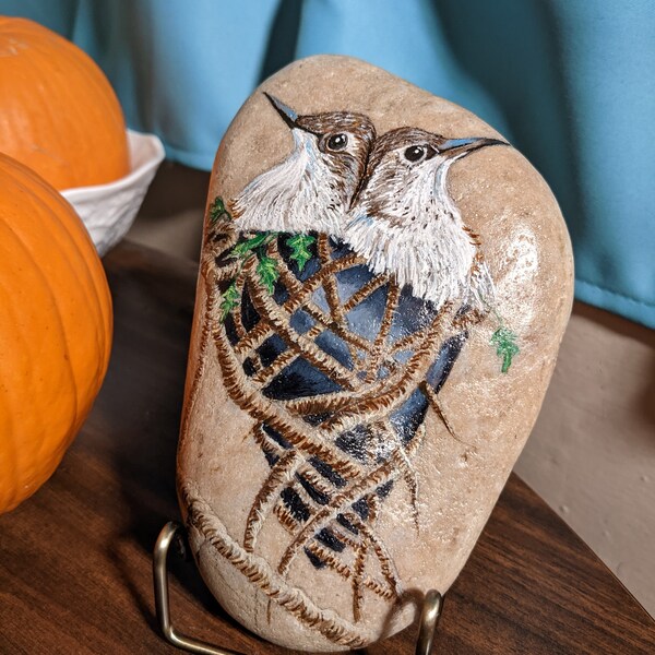 Painted Rock Painted Stone Fine Art Decor Farmhouse Painting River Rock ...