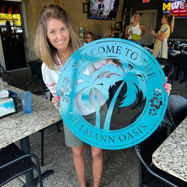 Personalized Tropical Patio or Pool Sign, Custom Tropical Sign - Etsy
