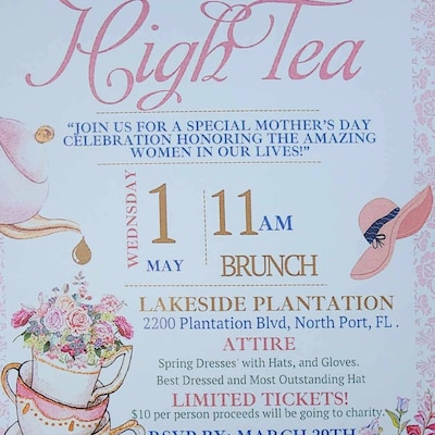 Ladies Tea Event Flyer Printable, Pink and Gold Par-tea Invite Template ...