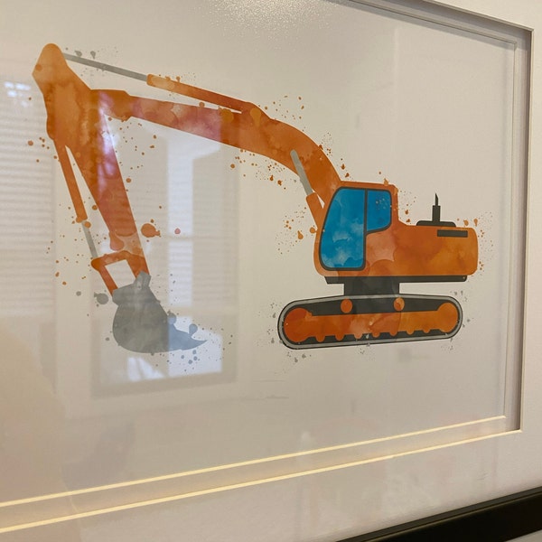Excavator Print, Watercolor Digger, Digger Wall Art, Big Boy Decor ...