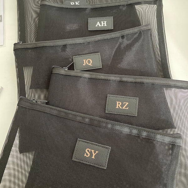 Personalised Monogrammed Transparent Mesh Pouch - Large | Mesh Cosmetic ...