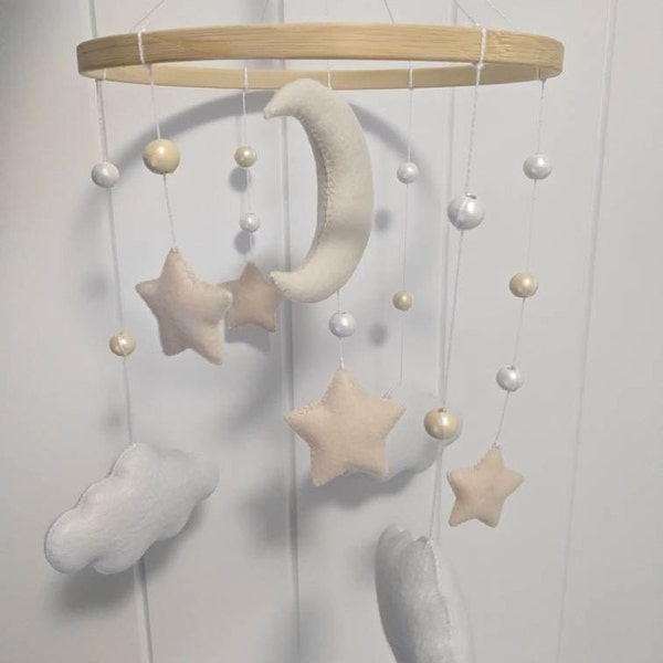 Moon Stars Cloud Nursery Baby Mobile, Starry Night Baby Mobile, Stars ...