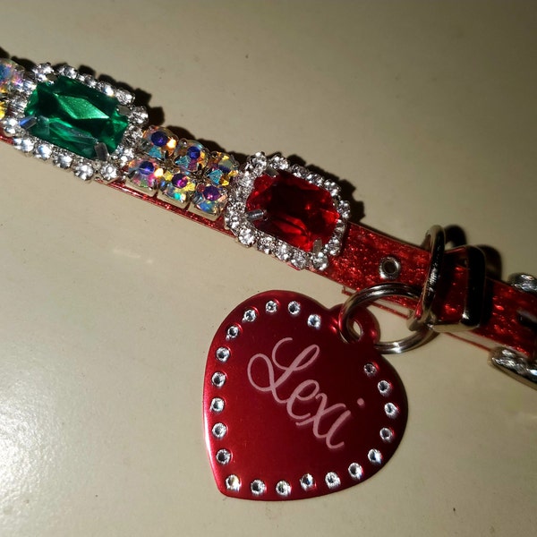 Swarovski Element Heart Personalized Pet ID Tag - Crystal Heart Luxury ...