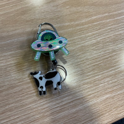 The Original UFO Alien Cow Abduction Funny Retractable Badge - Etsy