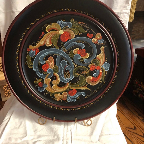 Norwegian Pouting Stool, Blue & Red Telmark Rosemaling, Handpainted ...