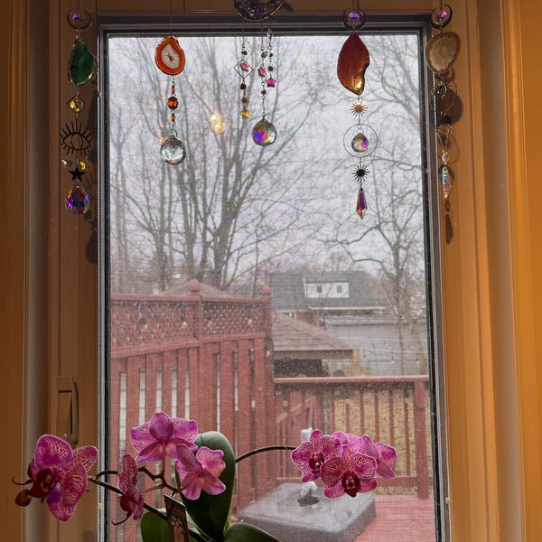 Crystal Stone Star Moon Sun Catchers Indoor Window Hanging Rhombus Sun ...