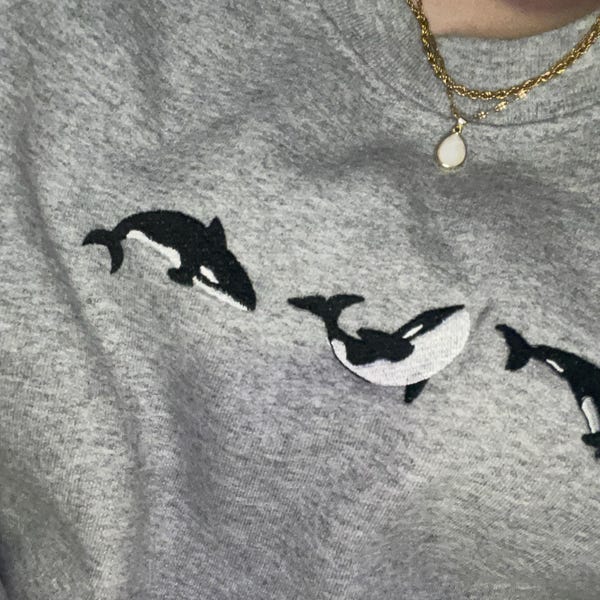 Embroidered Trio of Orcas Comfort Colors T-shirt, Unisex Orca Tshirt ...