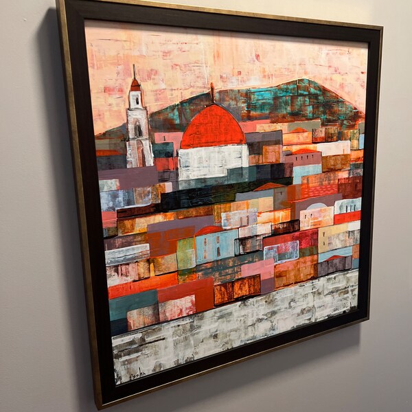 Old Street Wall Art Painting, Realistic Panoramic Scenery Urban Views ...