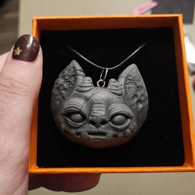 Pink Krampus Pendant Necklace-pastel Goth Clay Jewelry-hand Painted ...