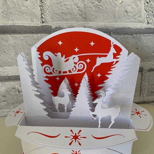 Santa Silhouette Card in A Box 3D SVG - Etsy