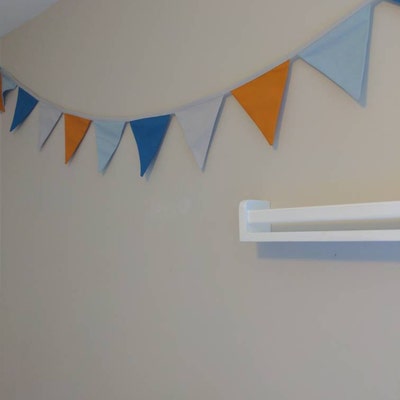 Rust Teal Blue Flag Bunting Banner Fabric Flag Garland - Etsy