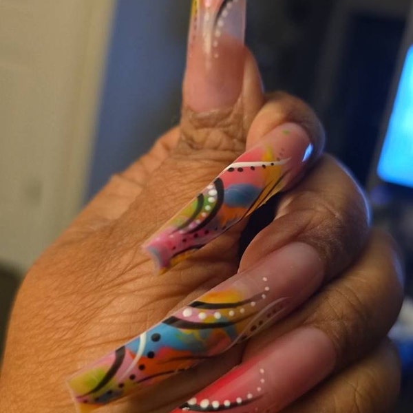 Kaws Press on Nails Milky White Nails XL XXL XXXL Trendy Nails Black ...