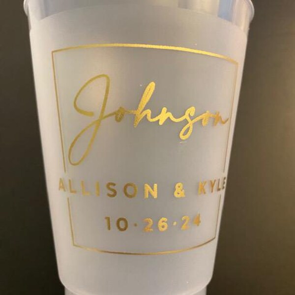 Custom Wedding Reception Bar Frosted Cups, Personalized Shatterproof ...