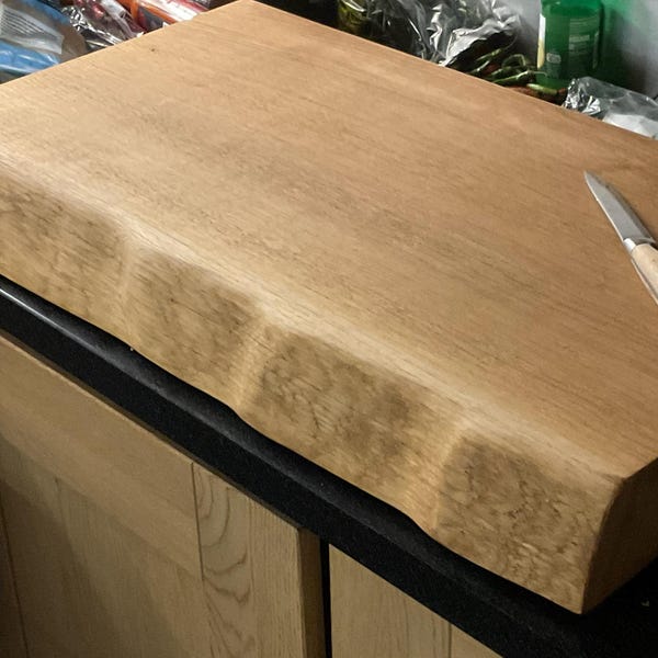 XL Thick Oak Live Edge Chopping Board - Heavy Duty Oak Chopping Block ...