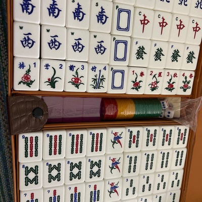 MUTI COLOR Chinesewith Numbers 144 Tiles Mah Jong Set With Portable ...