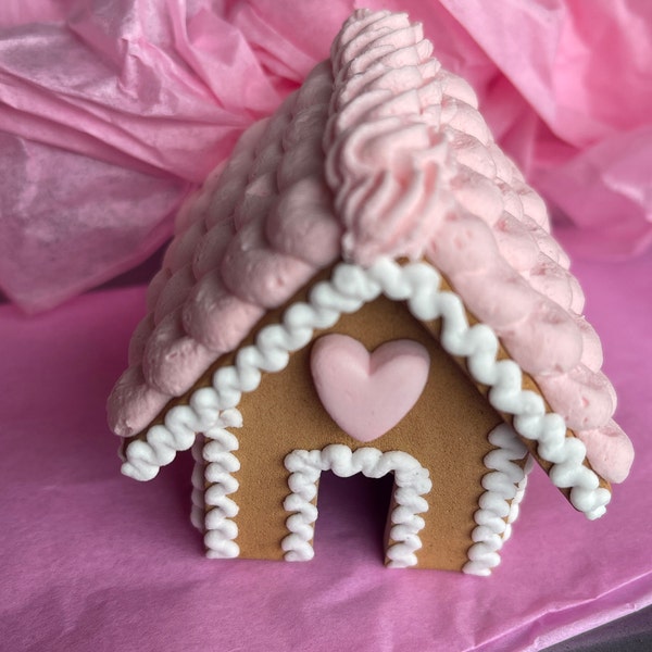 Pink MINI Christmas Gingerbread Cookie House, Gingerbread House Decor ...