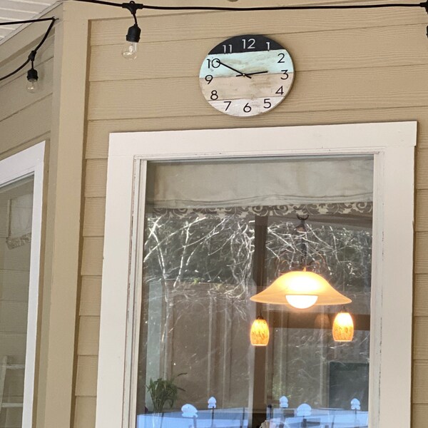 Coastal Wall Clock for Beach House or Farmhouse Decor, Custom Reclaimed ...