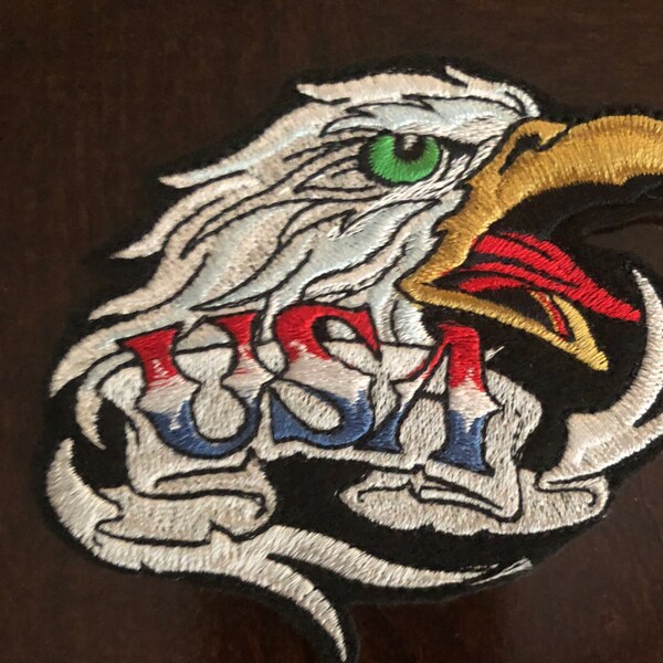 Embroidered Eagle Head Iron on Patch, USA, Eagle USA Patch, Iron on ...