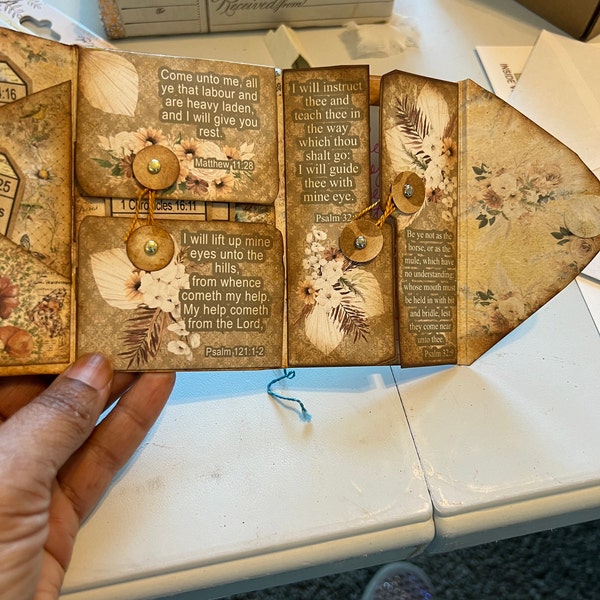 Junk Journal, Mini Scripture Folio, Folding Folio, Floral, Ephemera, Trifold, Craft Kit ...