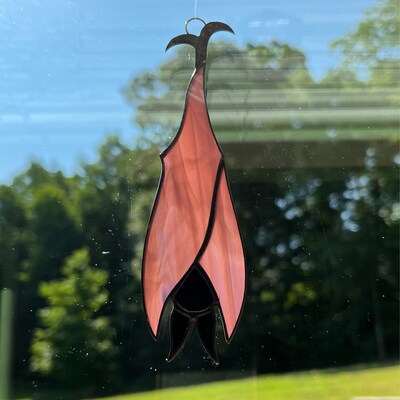 Halloween Bat Stained Glass Bat Decor Horror Decor Window Hanging ...