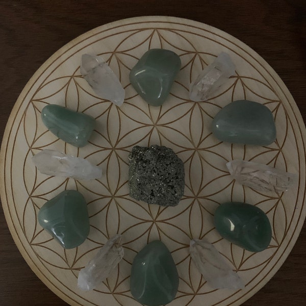 Abundance and Good Fortune Crystal Grid Kit Flower of Life Reiki ...