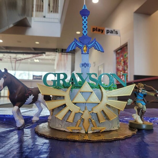 Zelda Master Sword Personalized Cake Topper and Zelda Crest Cupcake (1 ...