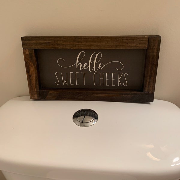 Hello Sweet Cheeks Rustic Farmhouse Bathroom Wood Sign, Funny Humor ...