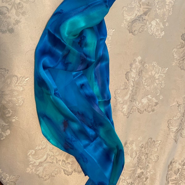 Scarf, Silk, Women, Hand Dyed, Ocean Reef Silk Scarf, Blue Royal Blue ...