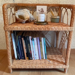 Rattan Bookshelf, Wicker Free Standing Bookshelf, Handmade Rattan Shelf ...