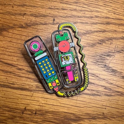 90s Clear Neon Phone Deluxe Enamel Pin V2.0 90s Nostalgia Nineties ...