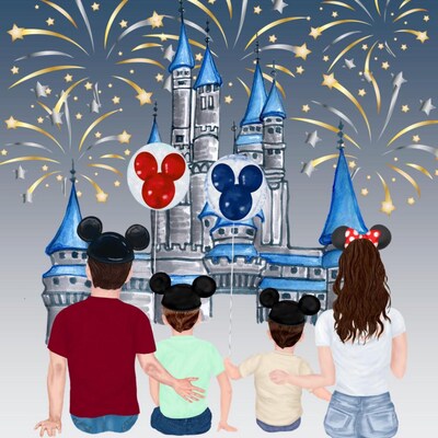 Custom Disney Inspired Portrait, Personalized Print for Family, Friends ...