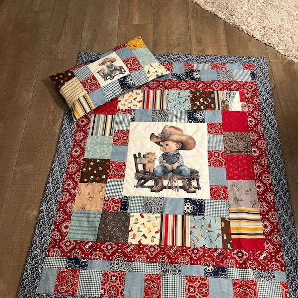 Little Cowboy- Fabric Panel Square ~ 4"x4",5x5,6x6, 8x8, 10x10, 12x12 ...