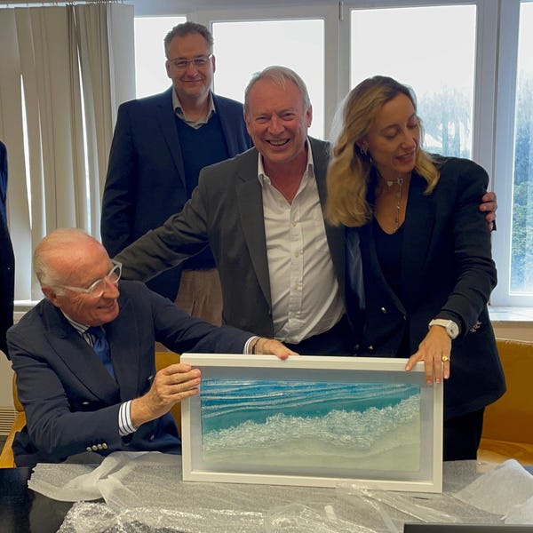 Wave in a Box Fused Glass Wave Wall Art Sun 25x25cm(10"), Turquoise ...