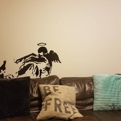 Banksy Fallen Angel Wall Sticker Giant Art Street Graffiti Wings Vinyl ...