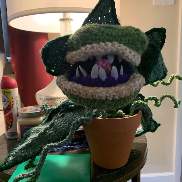 Mean Green Carnivorous Plant Crochet Pattern, Monster Crochet Sculpture ...