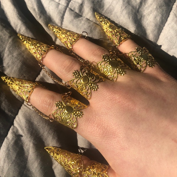 Hand Armor Finger Claws Goth Halloween Gift Claw Rings "kali", Dark ...