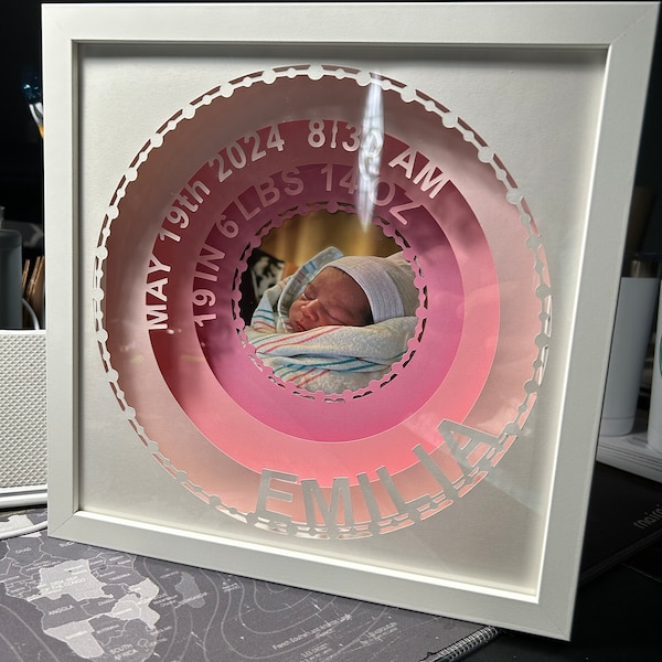 Baby Photo Frame, Baby Picture Shadow Box, Baby Birth Stats Shadow Box ...