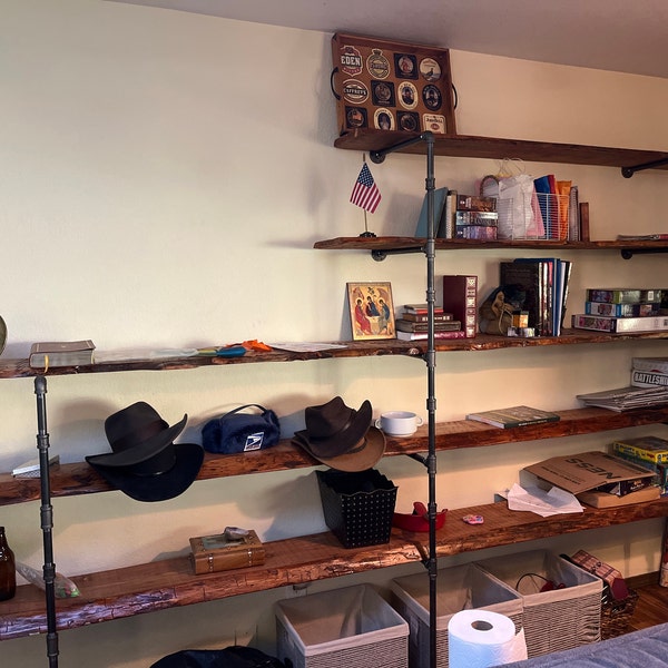 Industrial Pipe Shelving Kit Rustic Industrial Shelf With Your Choice ...