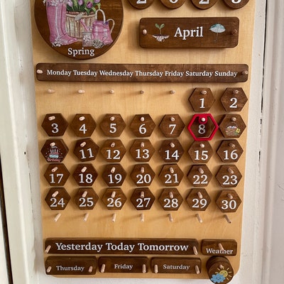 Wooden Perpetual Calendar for Kids,montessori Classroom, Homeschool ...