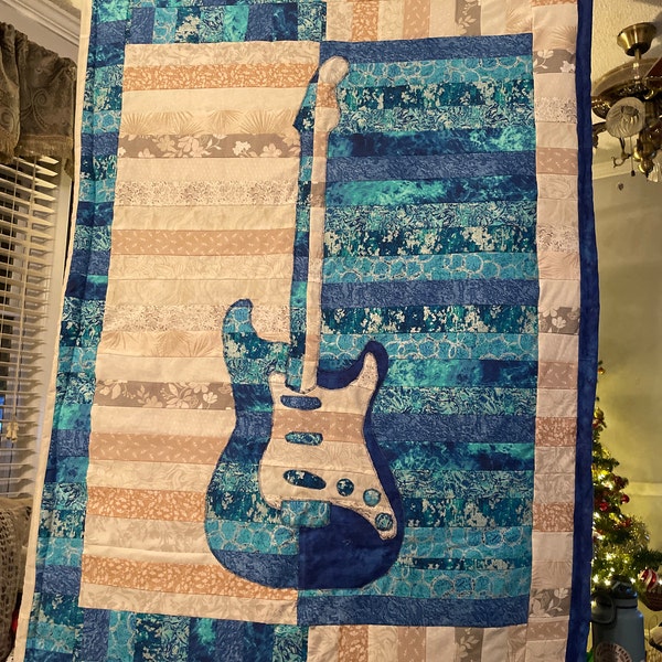 Digital Guitar Applique Quilt Pattern, "beautifully Acoustic" (67" X 57 ...