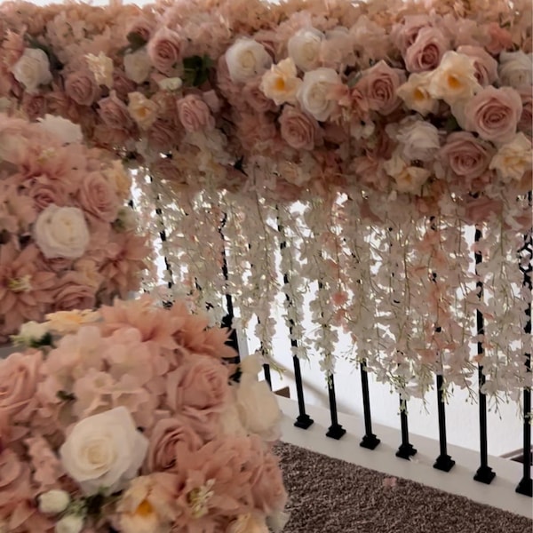 Hot Pink Wedding Arch Artificial Floral Flower Row Flower Pillar, Party ...