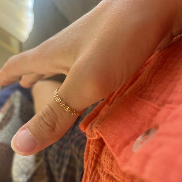 Dainty Double Chain Ring: 16K Gold Plated Minimalist Jewelry - Etsy