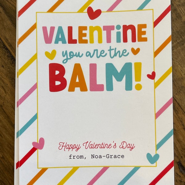 Lip Balm Valentine's Day Card Printable Kids Classroom Chapstick ...