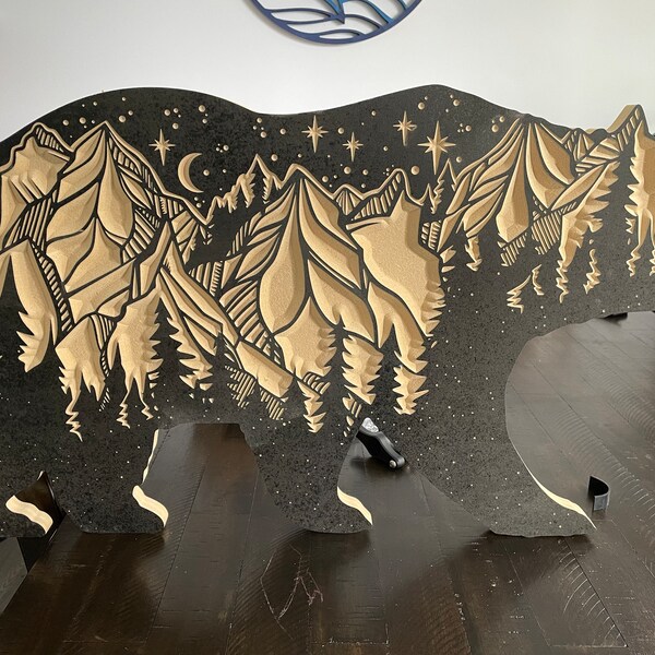 Starry Night Bear Silhouette, CNC File, DXF, Digital File Download - Etsy