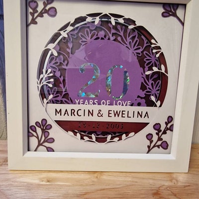 3D Anniversary Shadow Box With Custom Names, Wedding Shadow Box ...