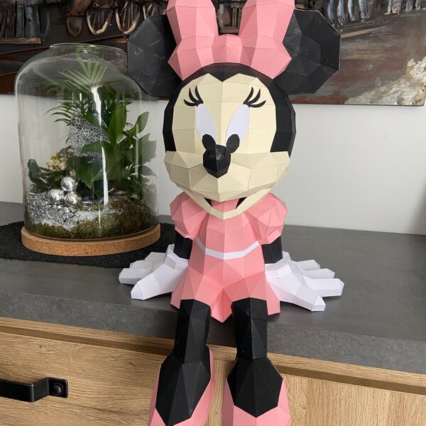 Papercraft Minnie Mouse PDF, SVG Template for DIY 3D Minnie Children's ...