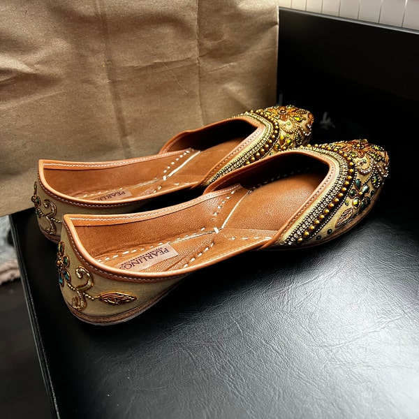 Ethnic Indian Genuine Leather Men Shoes Juti Khussa Sandals Flats Slip ...