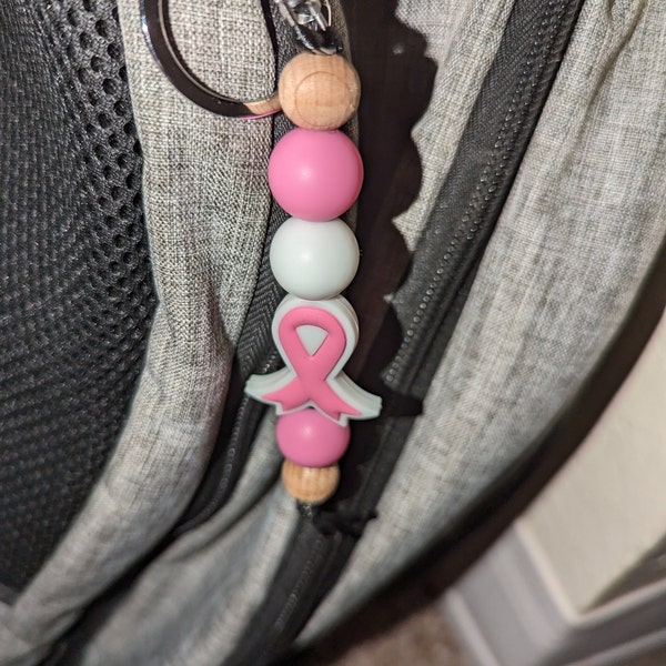 Breast Cancer Awareness Keychain | Pink & White Keychain | Silicone ...