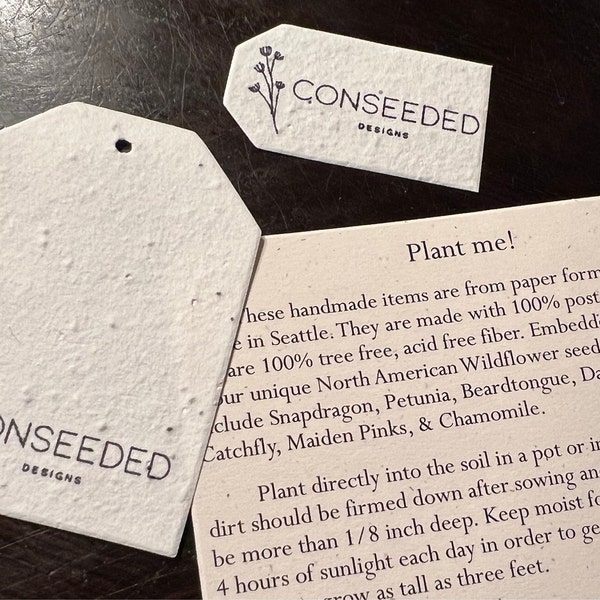 Bulk Pack Seed Paper Tags 2.5" Wide by 3.375" Tall Handmade Wildflower ...