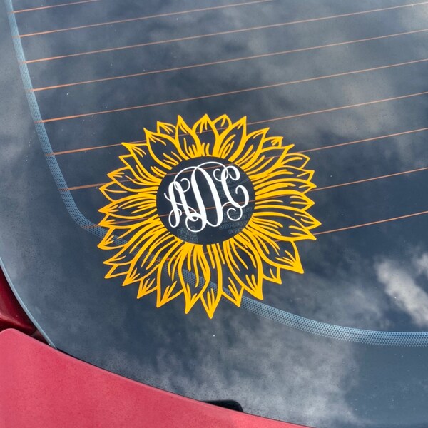 SUNFLOWER OUTLINE Monogram//monogram Decal//sunflower Decal//sunflower ...